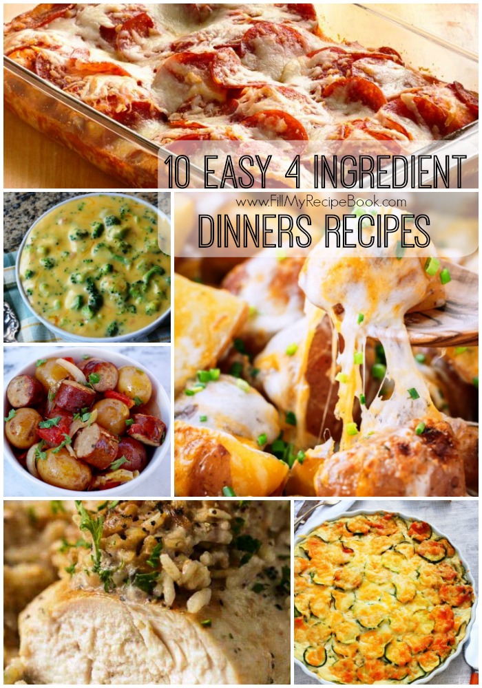 10 Easy 4 Ingredient Dinners Recipes - Fill My Recipe Book