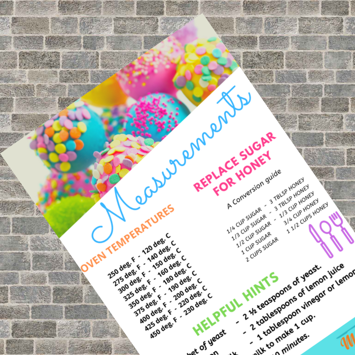 Oven Temperatures and Measurements Printable - Fill My Recipe Book