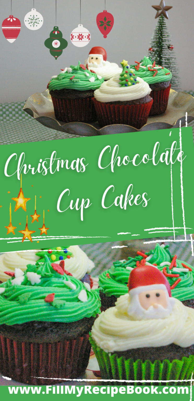 Decorated Christmas Chocolate Cupcakes - Fill My Recipe Book