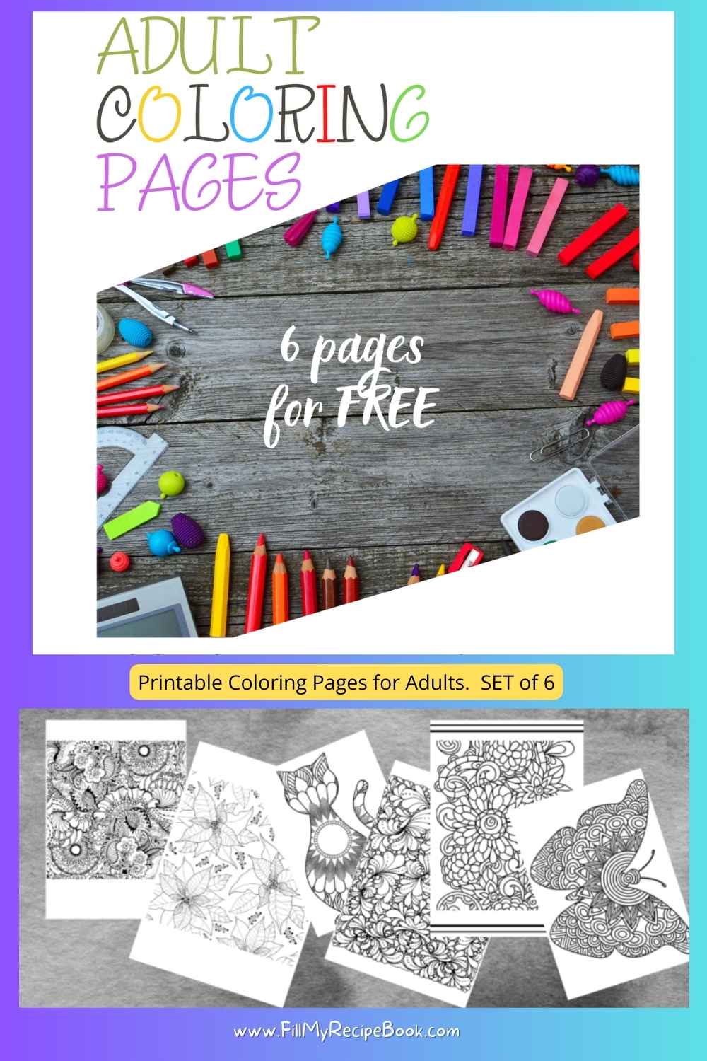 Printable Coloring Pages for Adults - Fill My Recipe Book