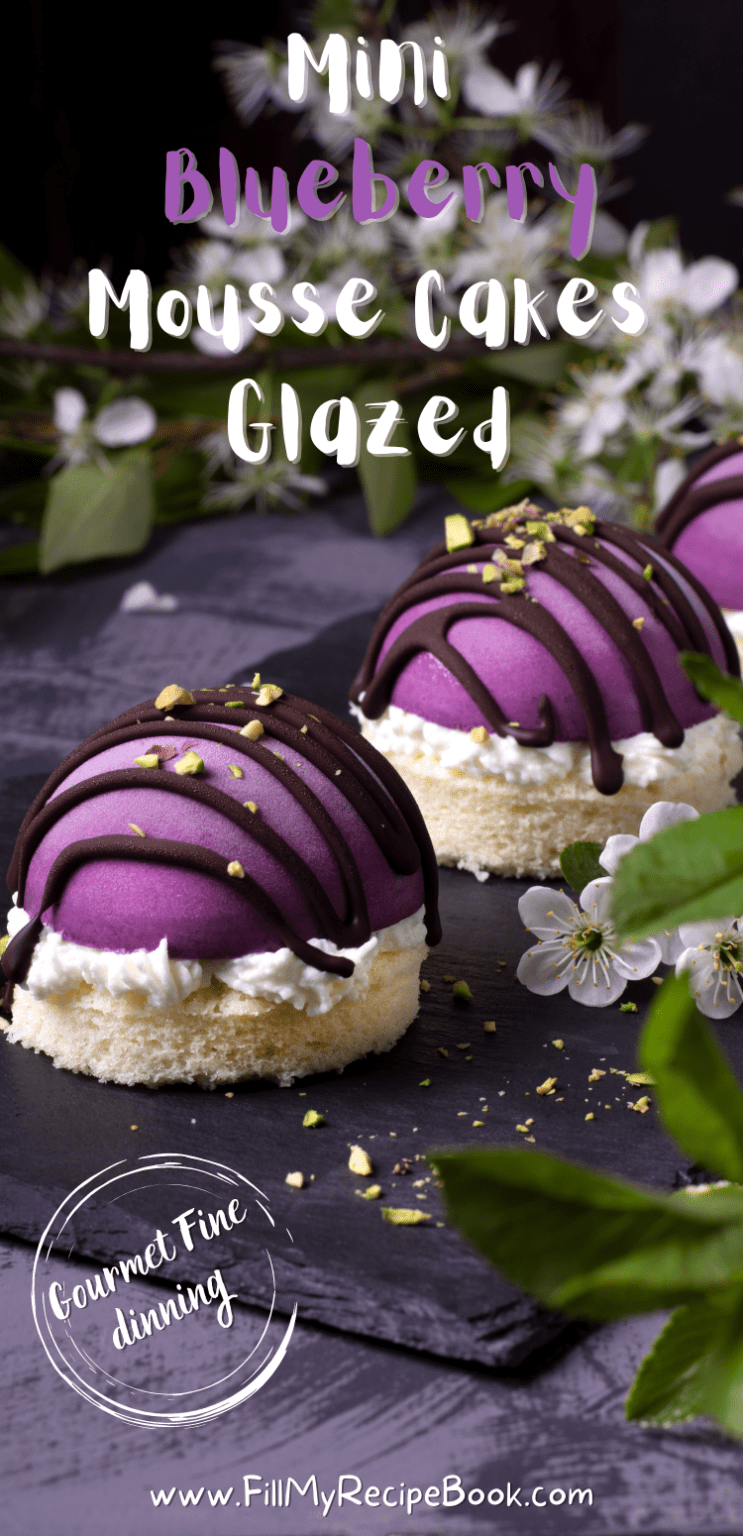 Mini Blueberry Mousse Cakes Glazed - Fill My Recipe Book
