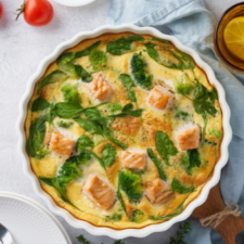 Crustless Salmon and Spinach Quiche - Fill My Recipe Book