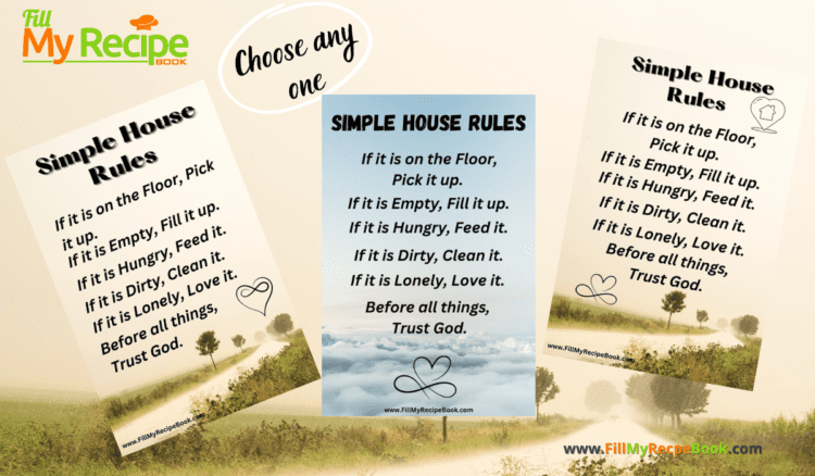 Simple House Rules Printable - Fill My Recipe Book