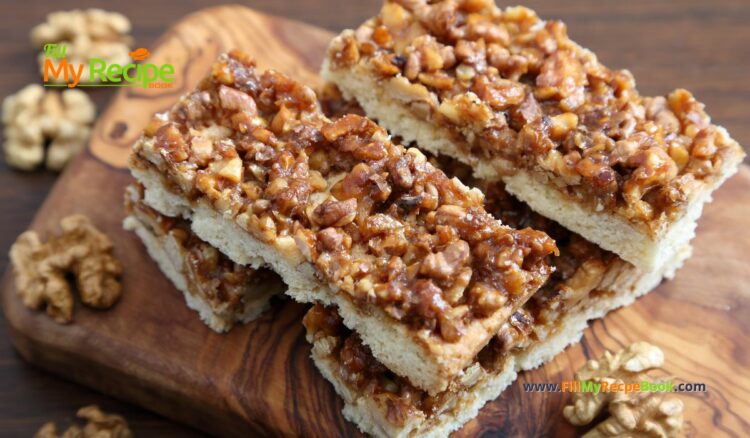 Caramalized Walnut shortbread Bars - Fill My Recipe Book